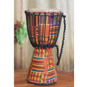 Novica Decorative African Kente Authentic African Djembe Drum with ...