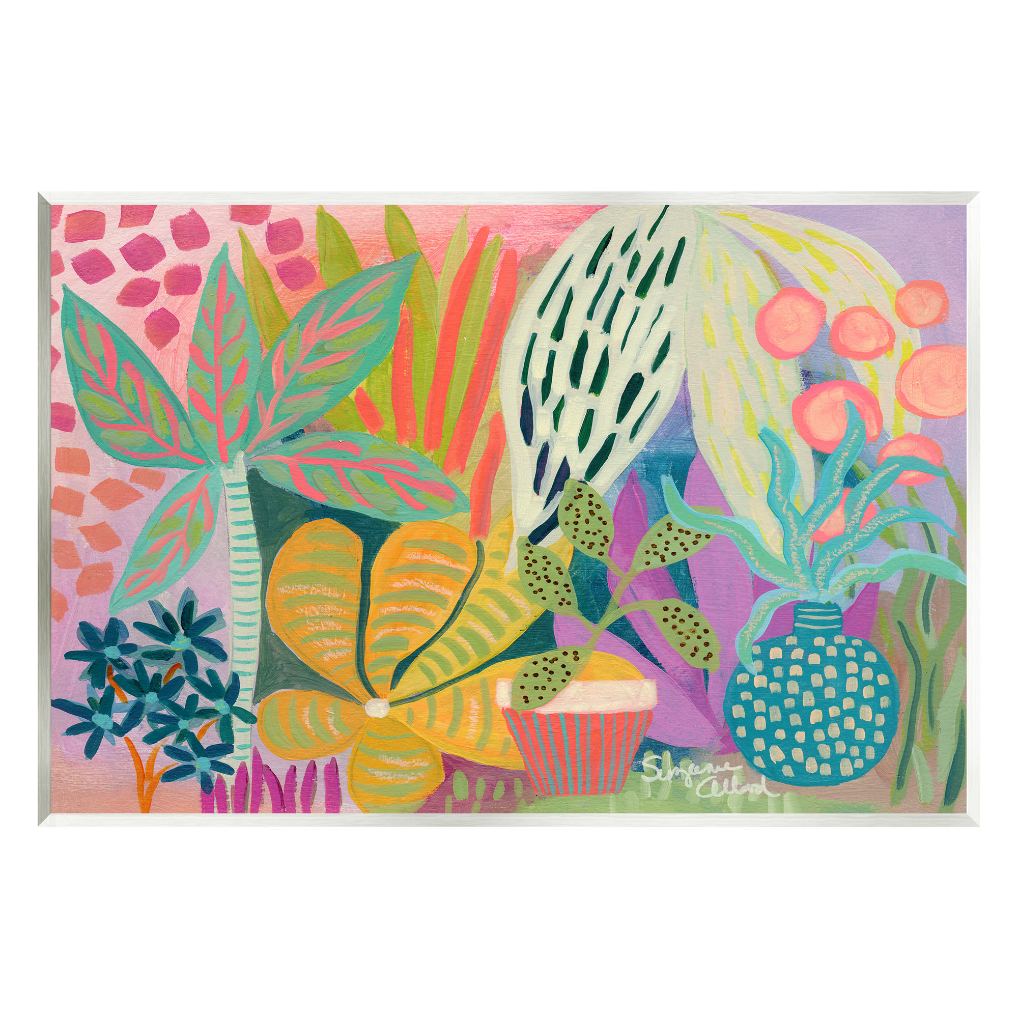 Stupell Industries Modern Plants Abstract Shapes Wall Plaque Art By ...