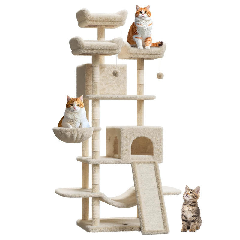 Latitude Run® Large Multi-Level Cat Tree 68.5 Inches Heavy Duty Cat ...