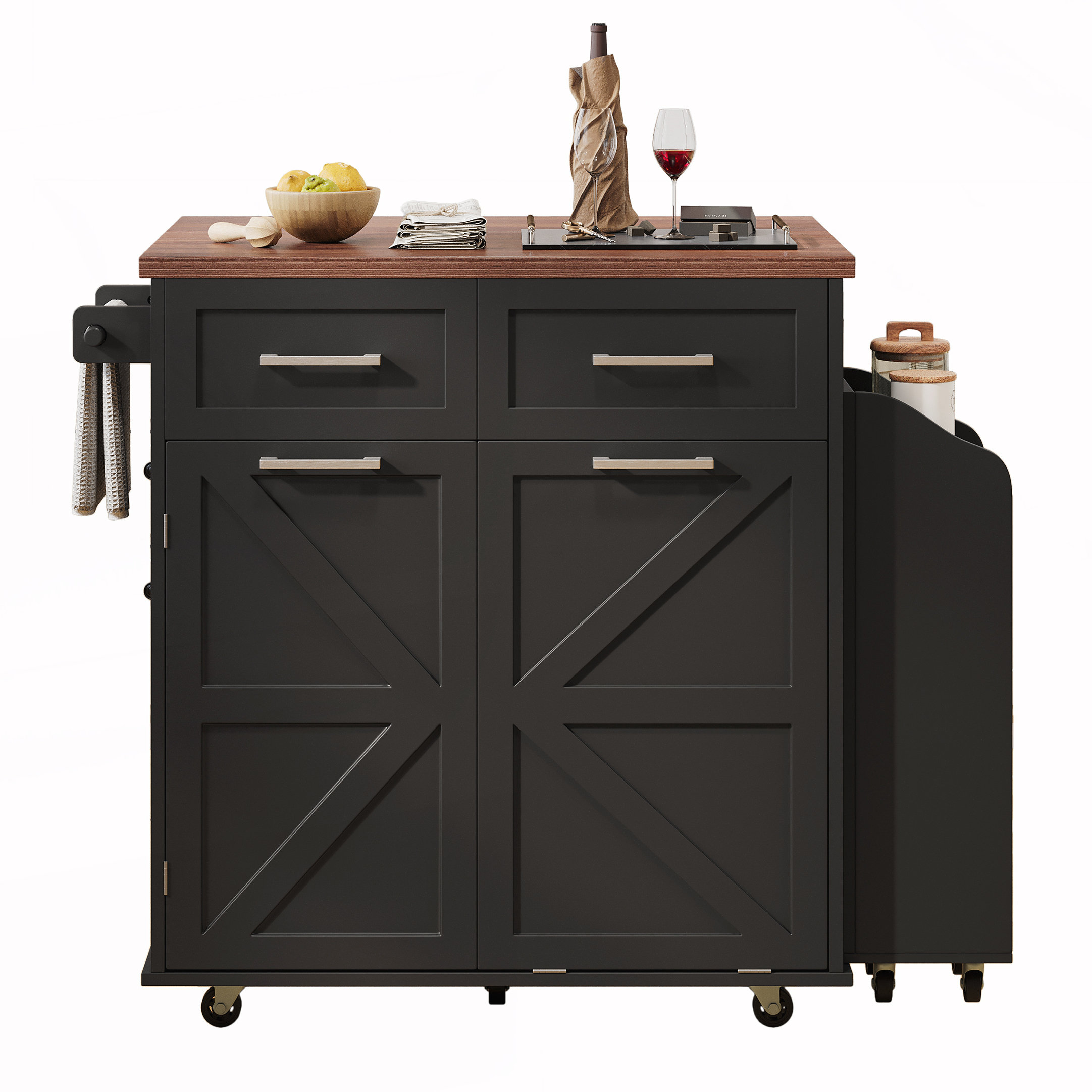 Ophelia & Co. Kitchen Storage Island with Removable Side Racks | Wayfair