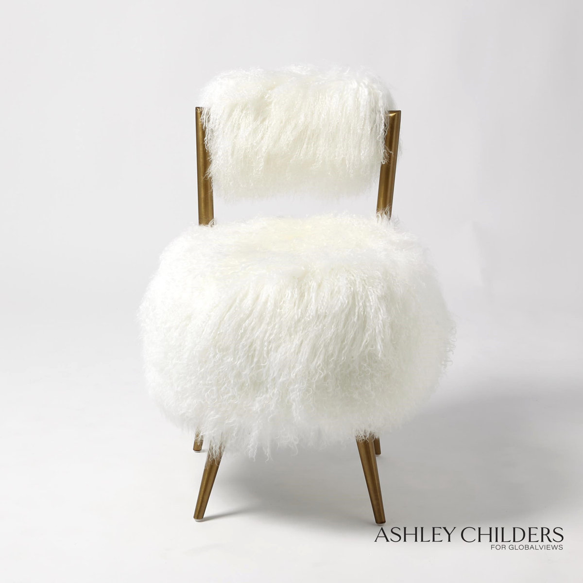 Ashley Childers Hailey Chair-Mongolian Lamb-White | Perigold