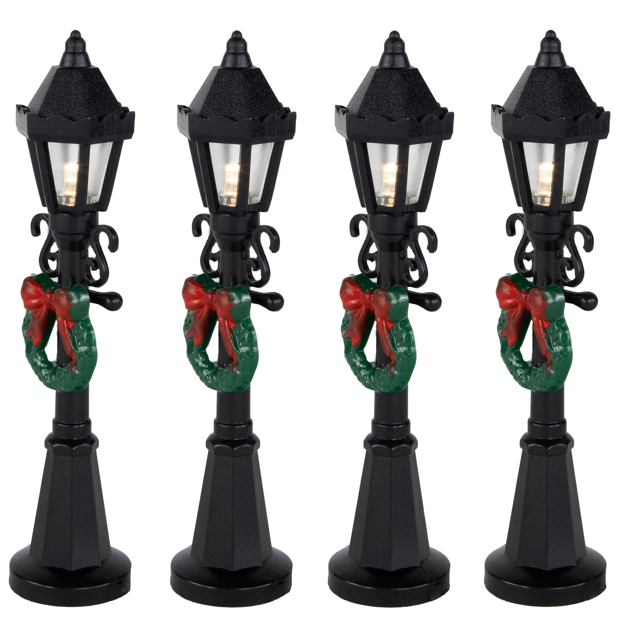 Northlight Seasonal Set Of 4 Lighted Street Lamps Christmas Village ...