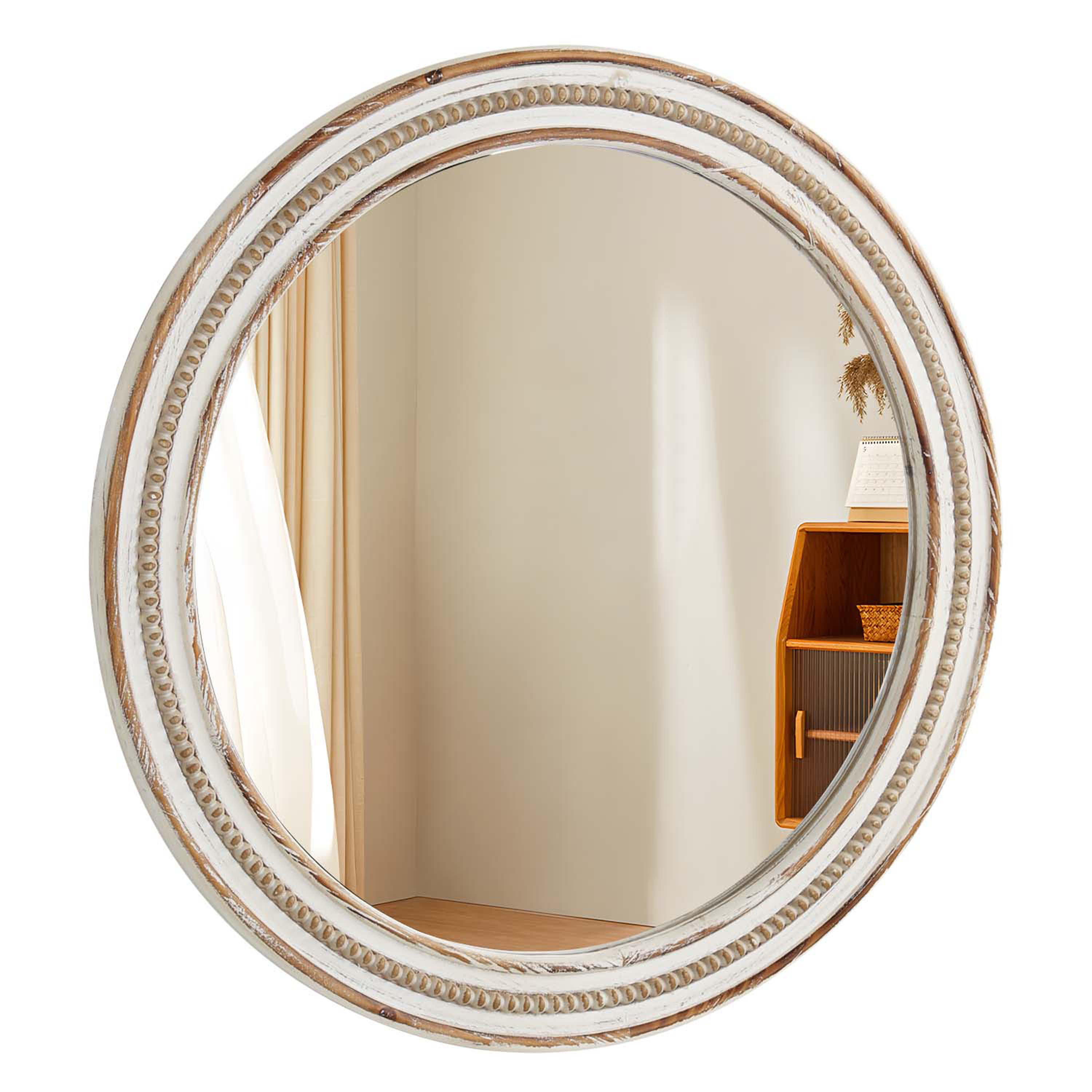 Gracie Oaks 23.62 inches Wood Round Decorative Mirrors for Wall Decor ...