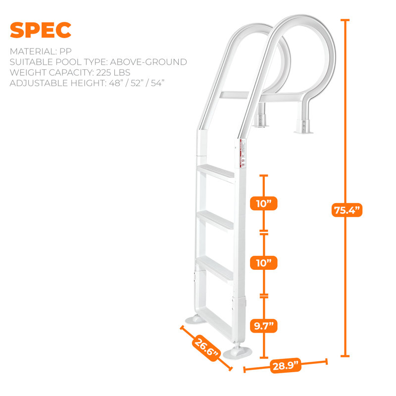 XtremepowerUS Deck Entry Ladder for Above-Ground Pools with Adjustable ...