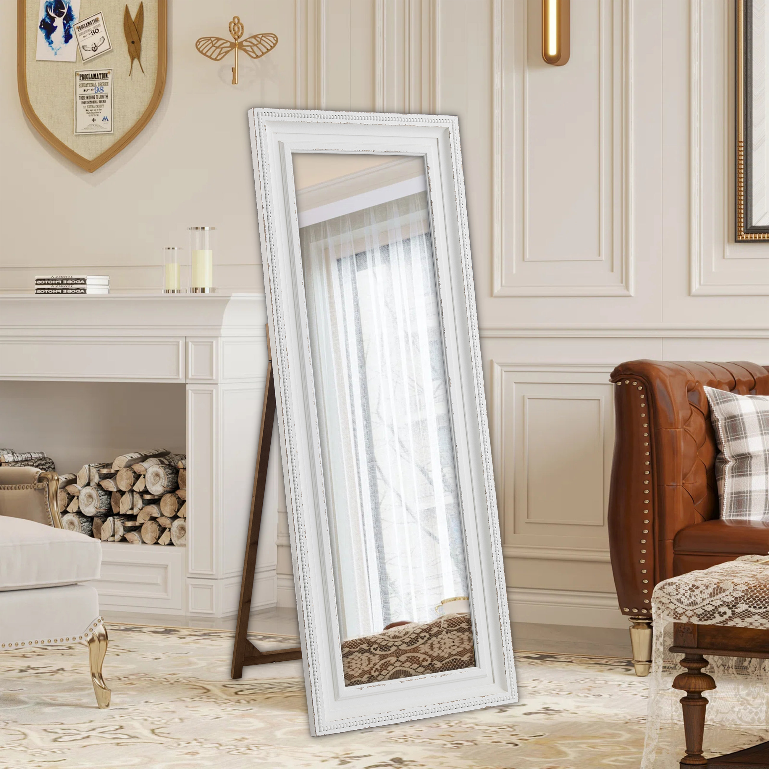 Ophelia & Co. Amzie Rustic Full Length Mirror with Stand 60" x 24 ...