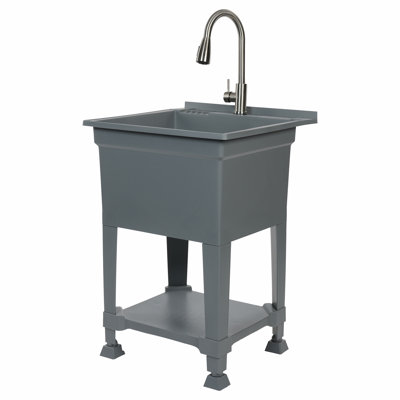 UTILITYSINKS Plastic 24" Compact Workshop Freestanding Laundry Sink ...