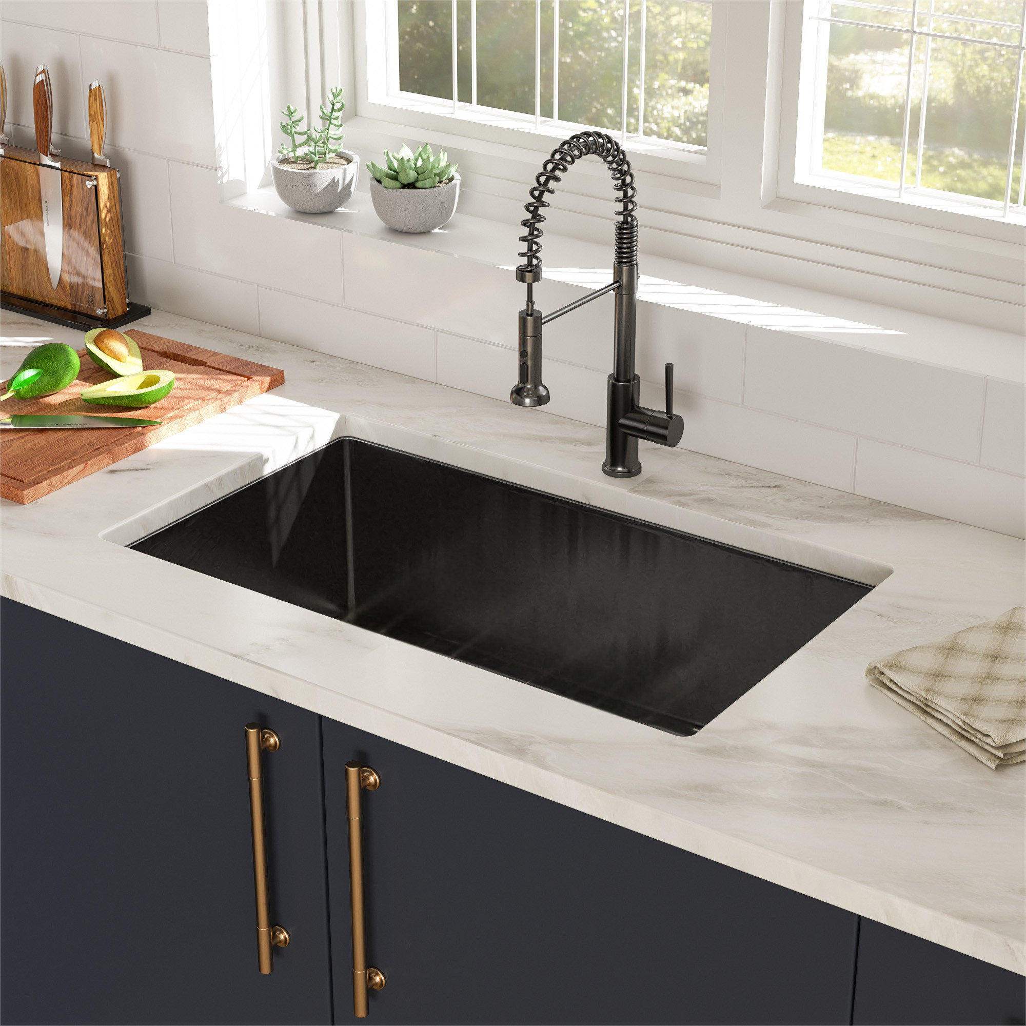 INLE Deep Undermount Kitchen Sink with Drain Assembly – Stainless Steel ...