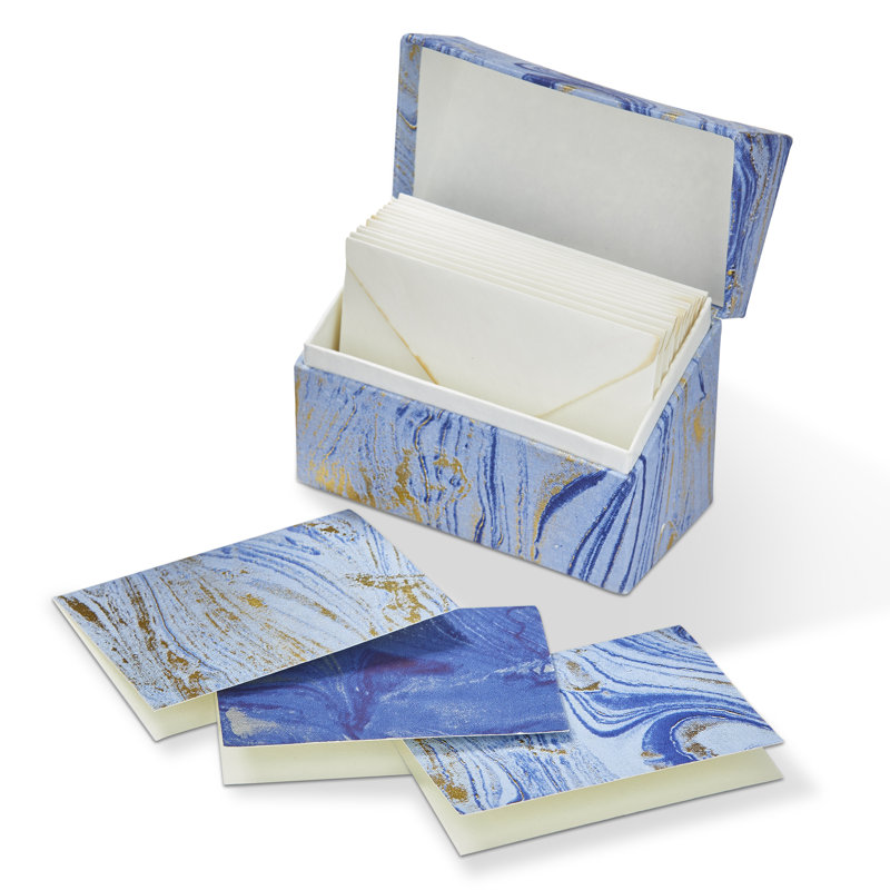 The Holiday Aisle® Marbleized Note Cards W/Box | Wayfair