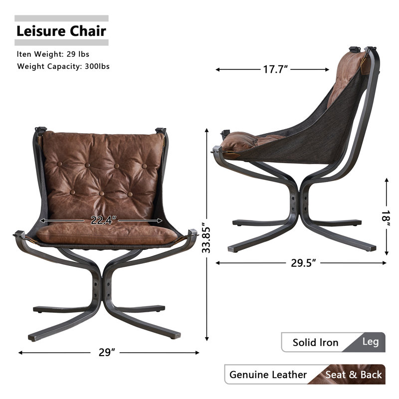 17 Stories Alyrah 29'' Wide Genuine Leather Accent Chair & Reviews ...