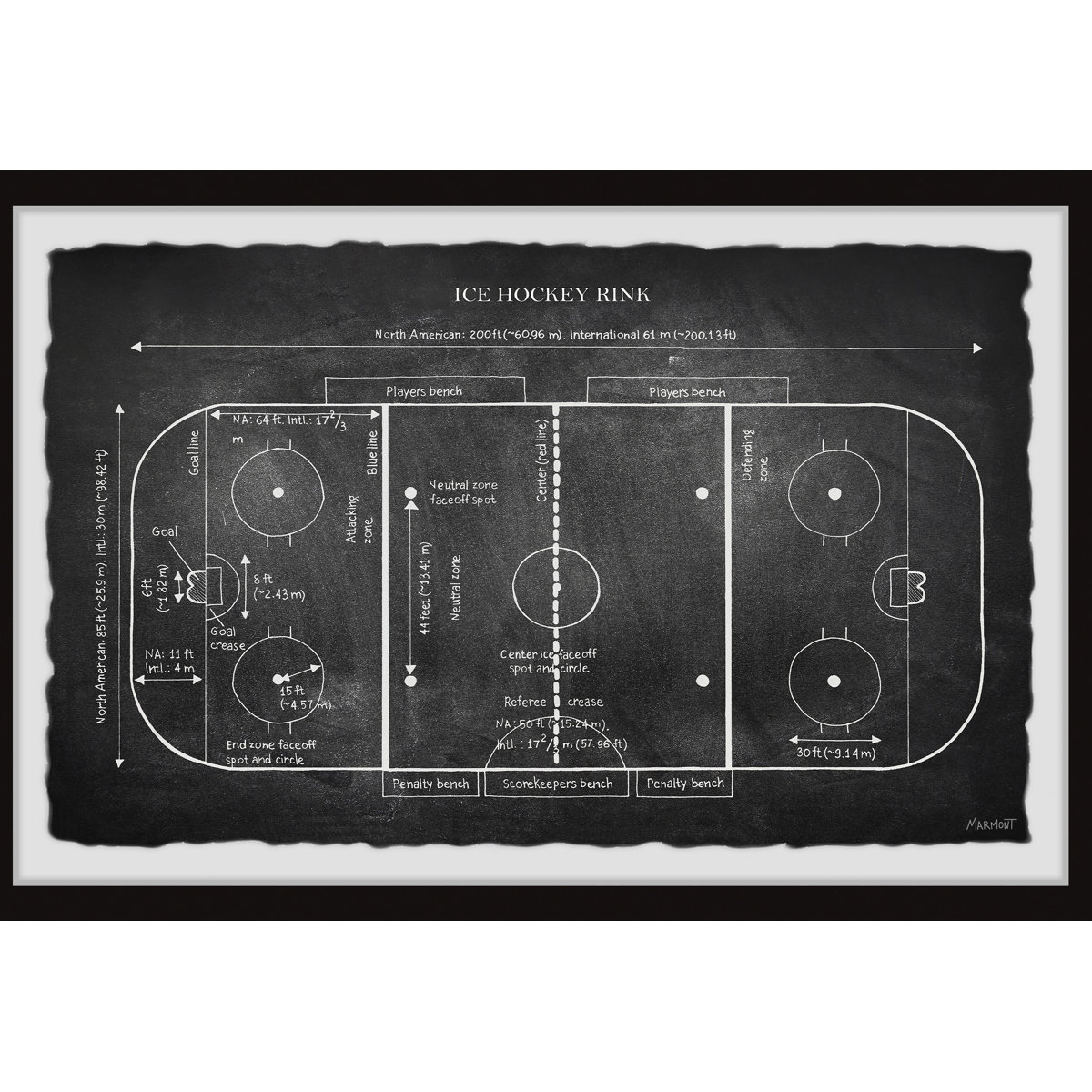 Isabelle & Max™ 'Ice Hockey Rink Blueprint II' Picture Frame Print on ...