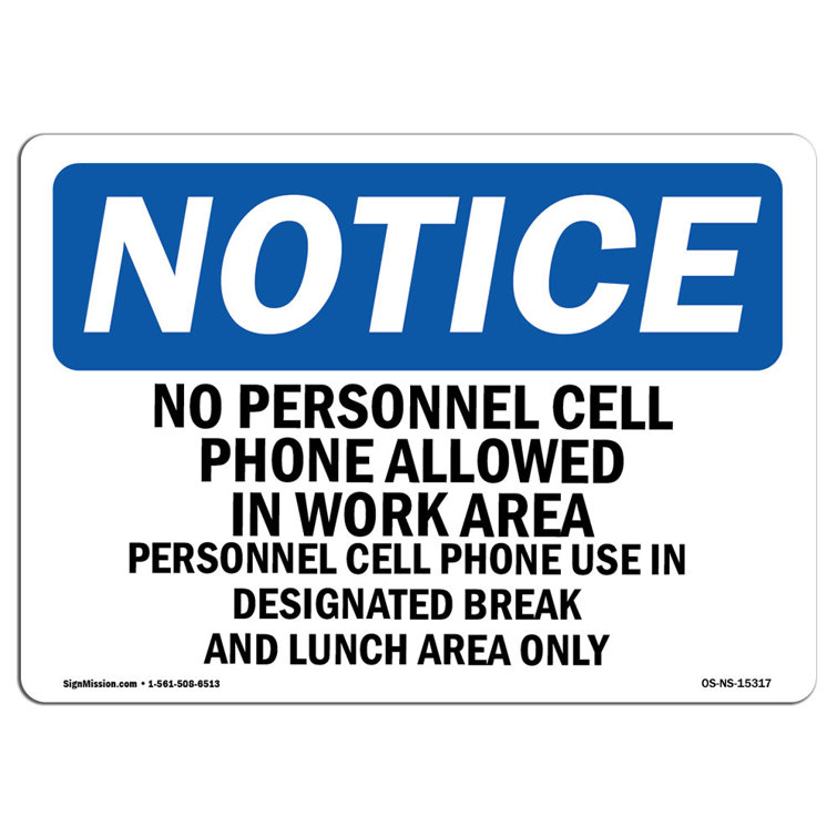 SignMission Cell Phone Use in Designated Area Only Sign | Wayfair