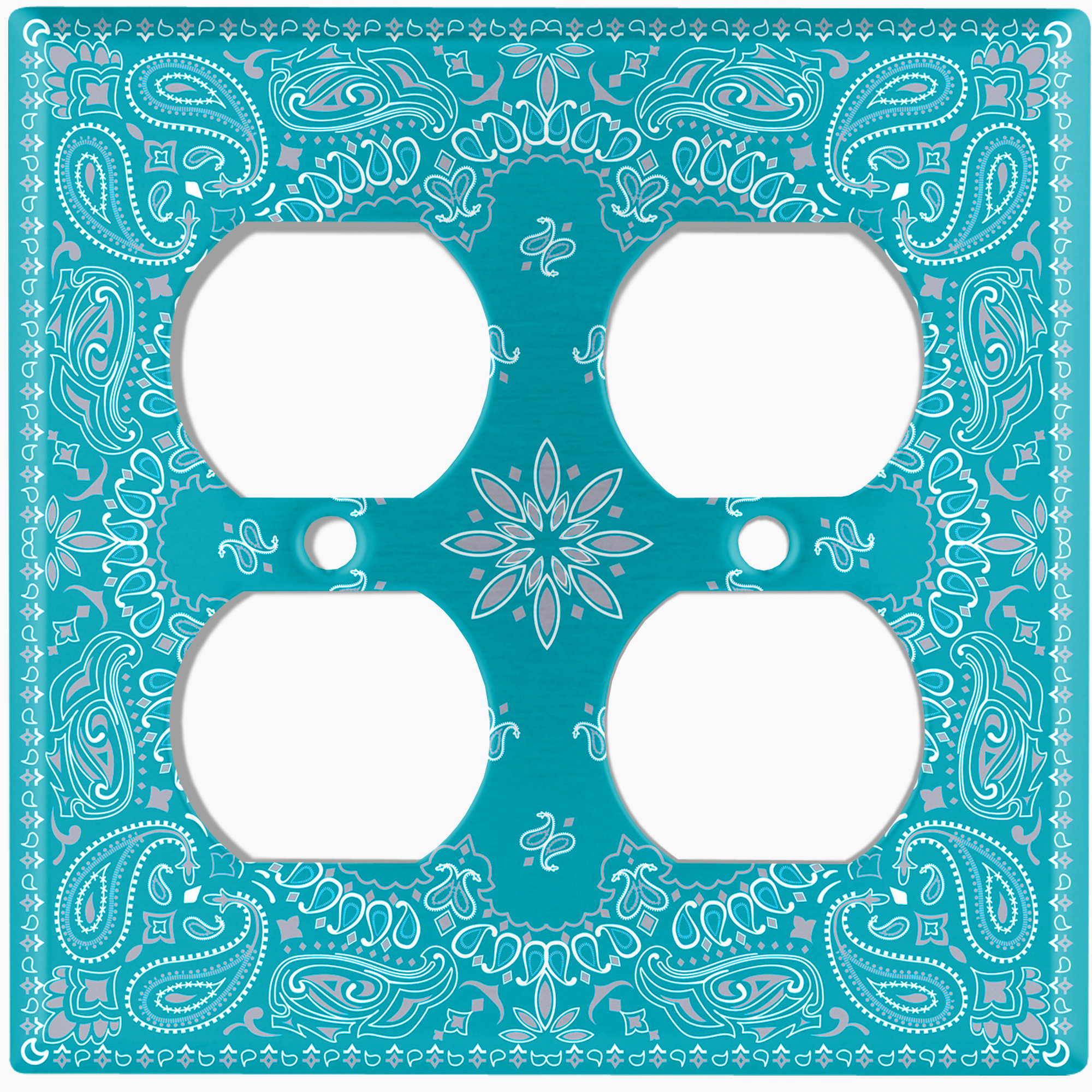 WorldAcc Paisley Bandana Circle White Tile 2-Gang Duplex Outlet Wall ...