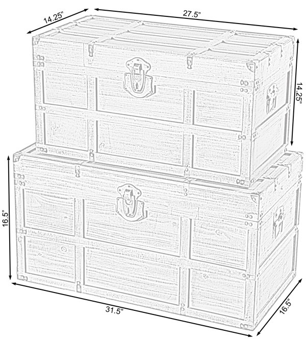 World Menagerie Brandonville 2 Piece Manufactured Wood Accent Trunk ...
