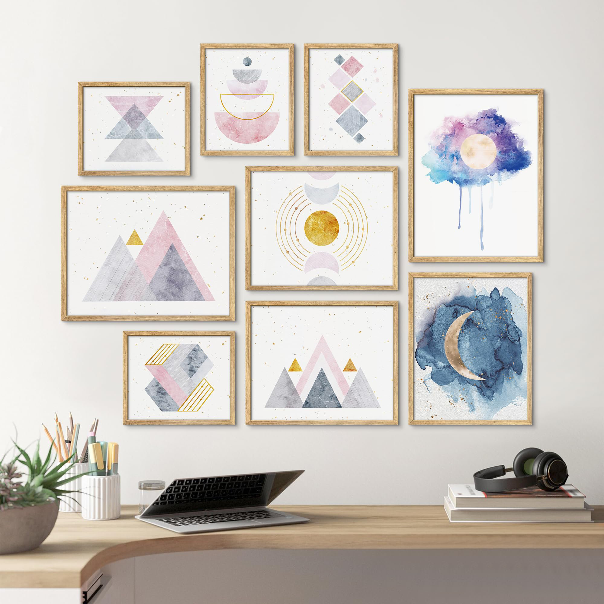 SIGNLEADER Geometric Harmony Abstract Geometric Shapes in Pastel Colors ...