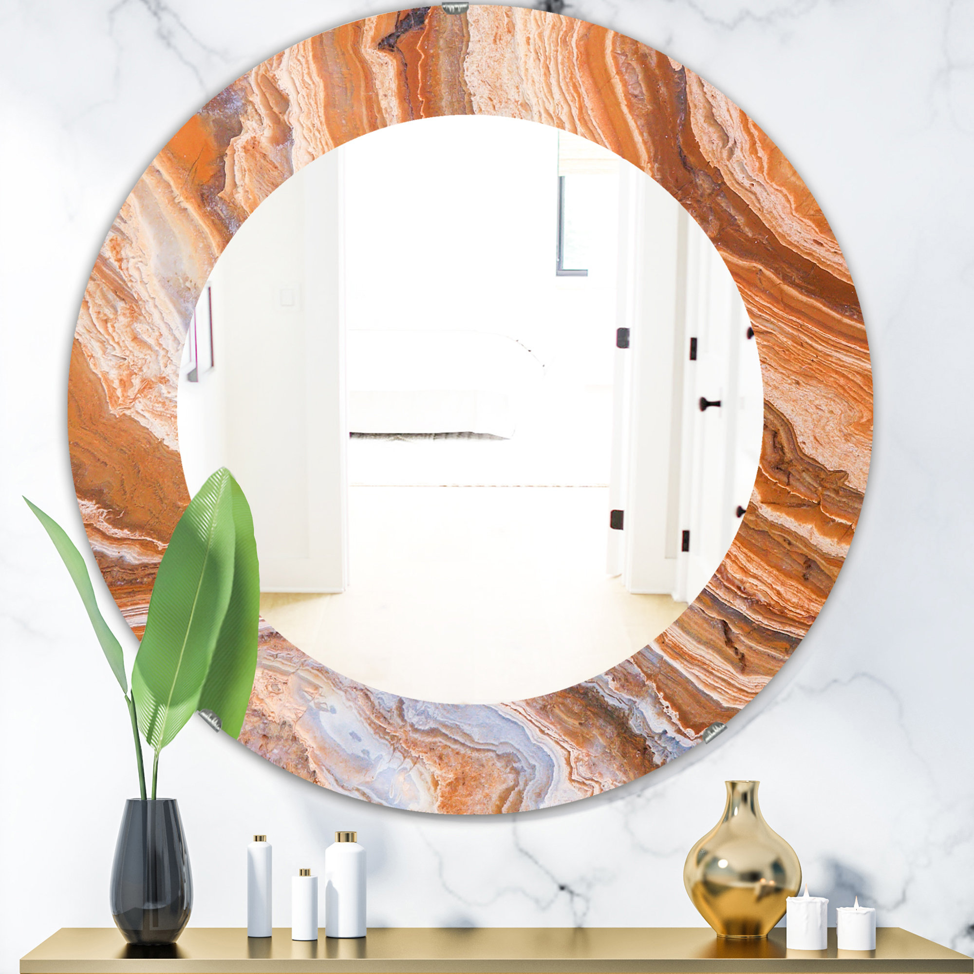 East Urban Home Marbled Geode 2 Traditional Framed Wall Mirror ...