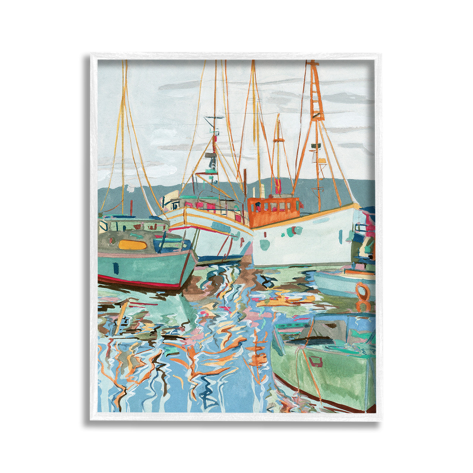 Stupell Industries Modern Boating Harbor Framed Giclee Art by Melissa ...