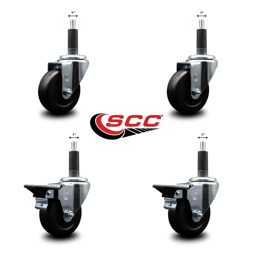 Service Caster Soft Rubber Wheel Swivel Expanding Stem Caster Set 2 ...
