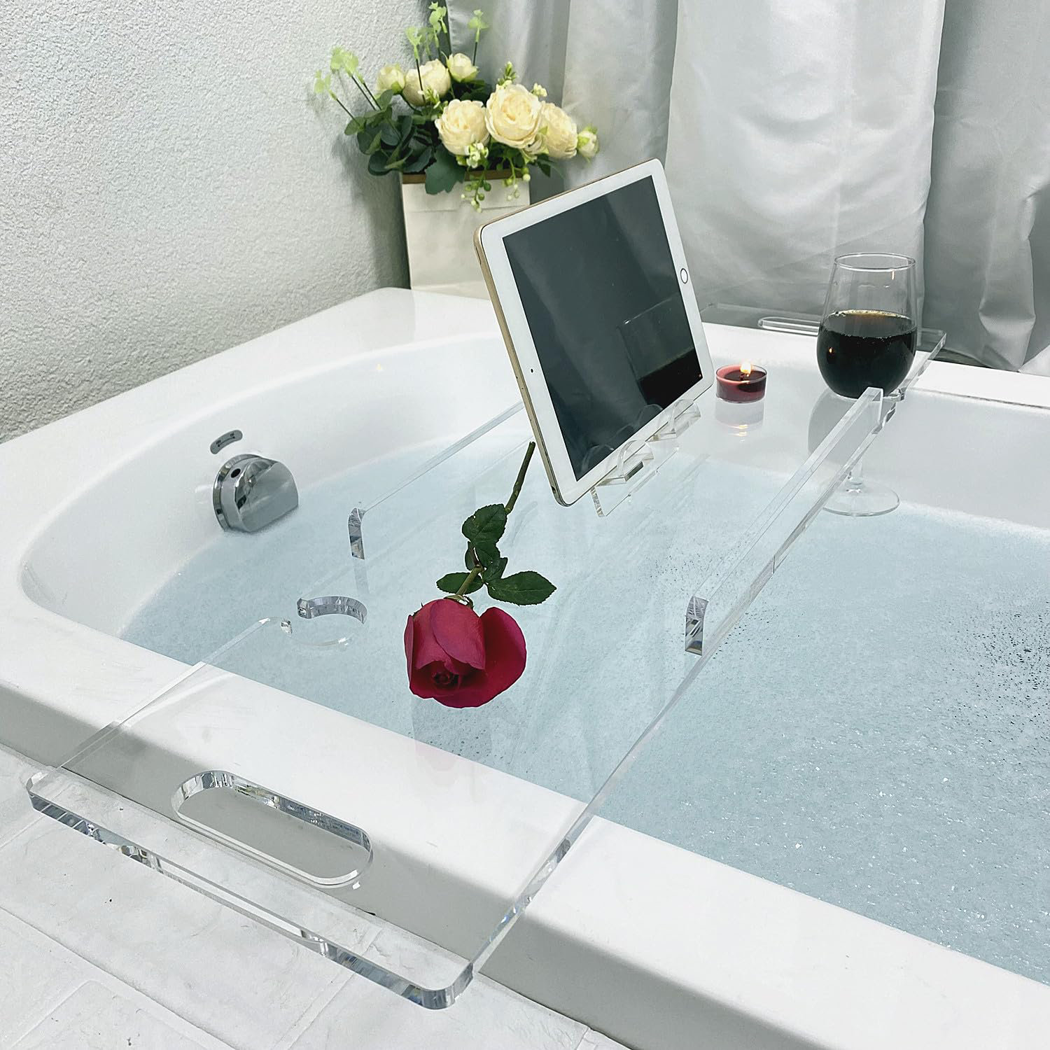 Rebrilliant Luxury Clear Acrylic Bathtub Tray Caddy,Bath Tub Tray With ...
