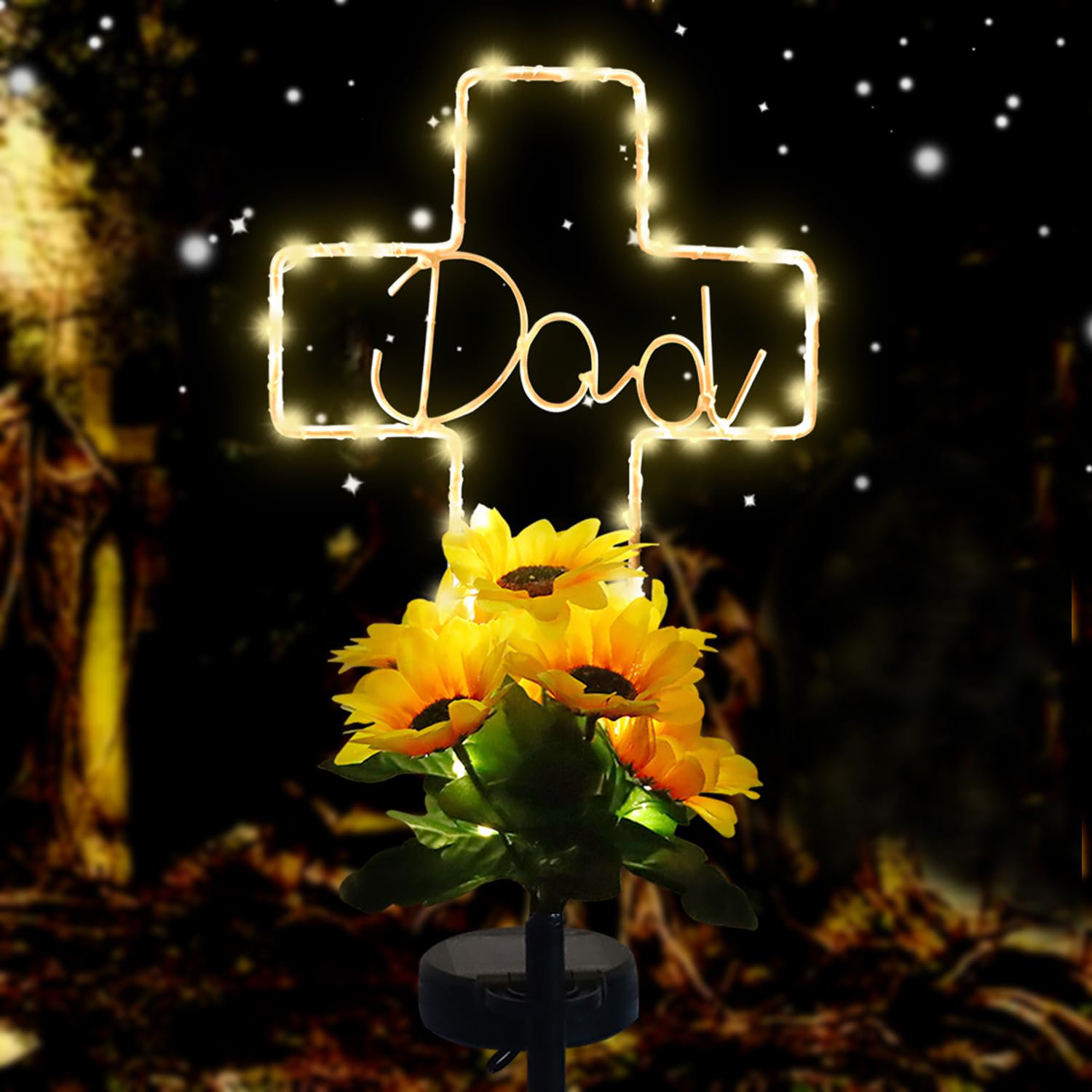 The Holiday Aisle® Solar Cross Sunflower Lights For Cemetery Dad ...