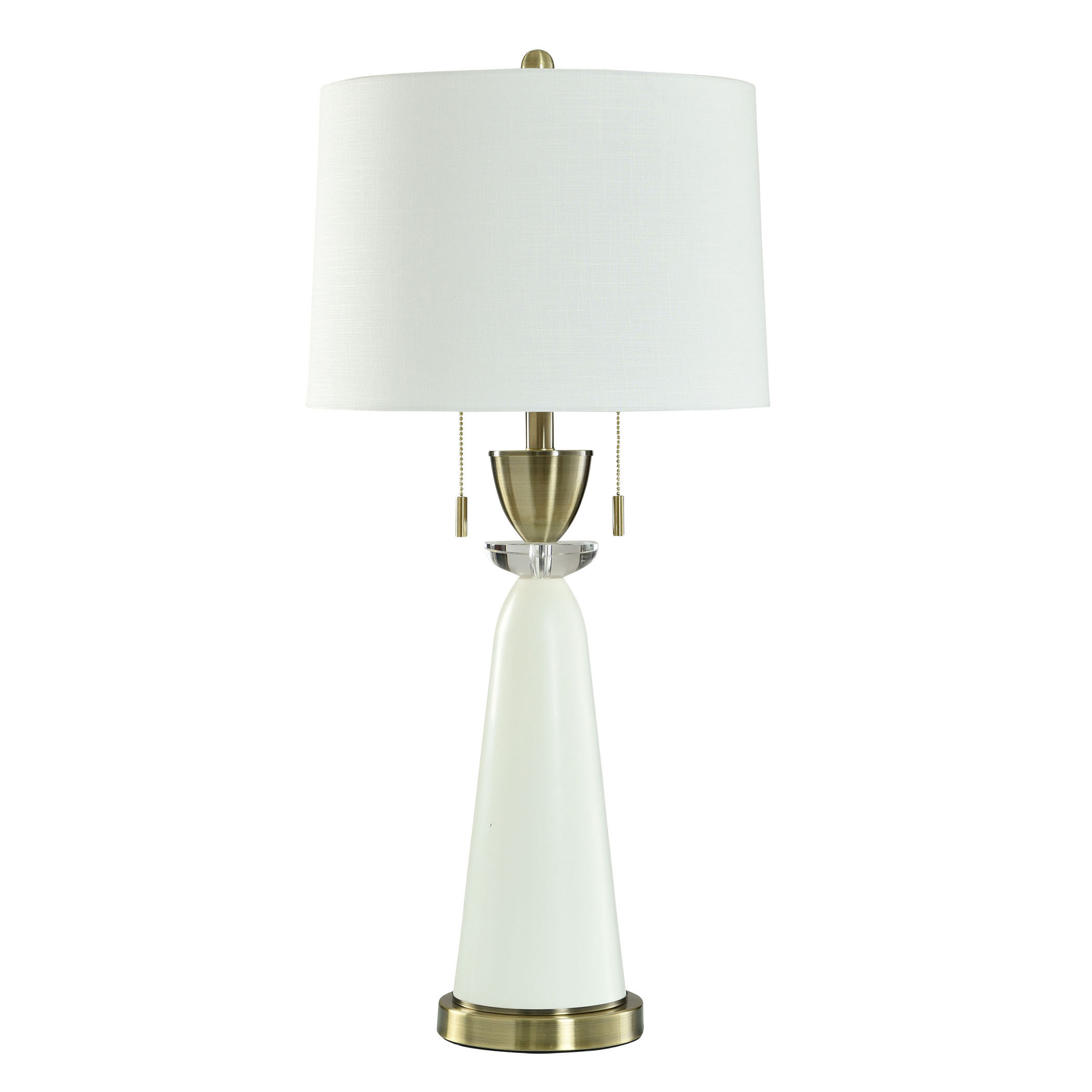 House of Hampton® Focus White - Gold Steel Table Lamp - White Shade ...
