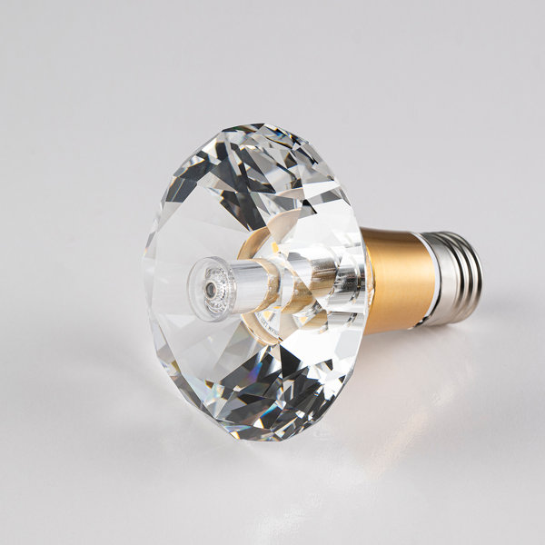 E Diamond-shaped LED Solid Crystal-Style Glass Bulb, 3000K Warm White ...