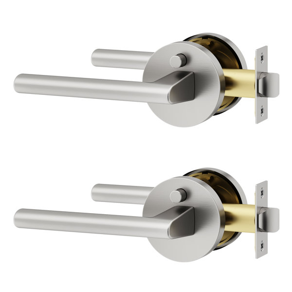 Okun Brio Privacy Door Lever with Push Button and Round Rosette ...