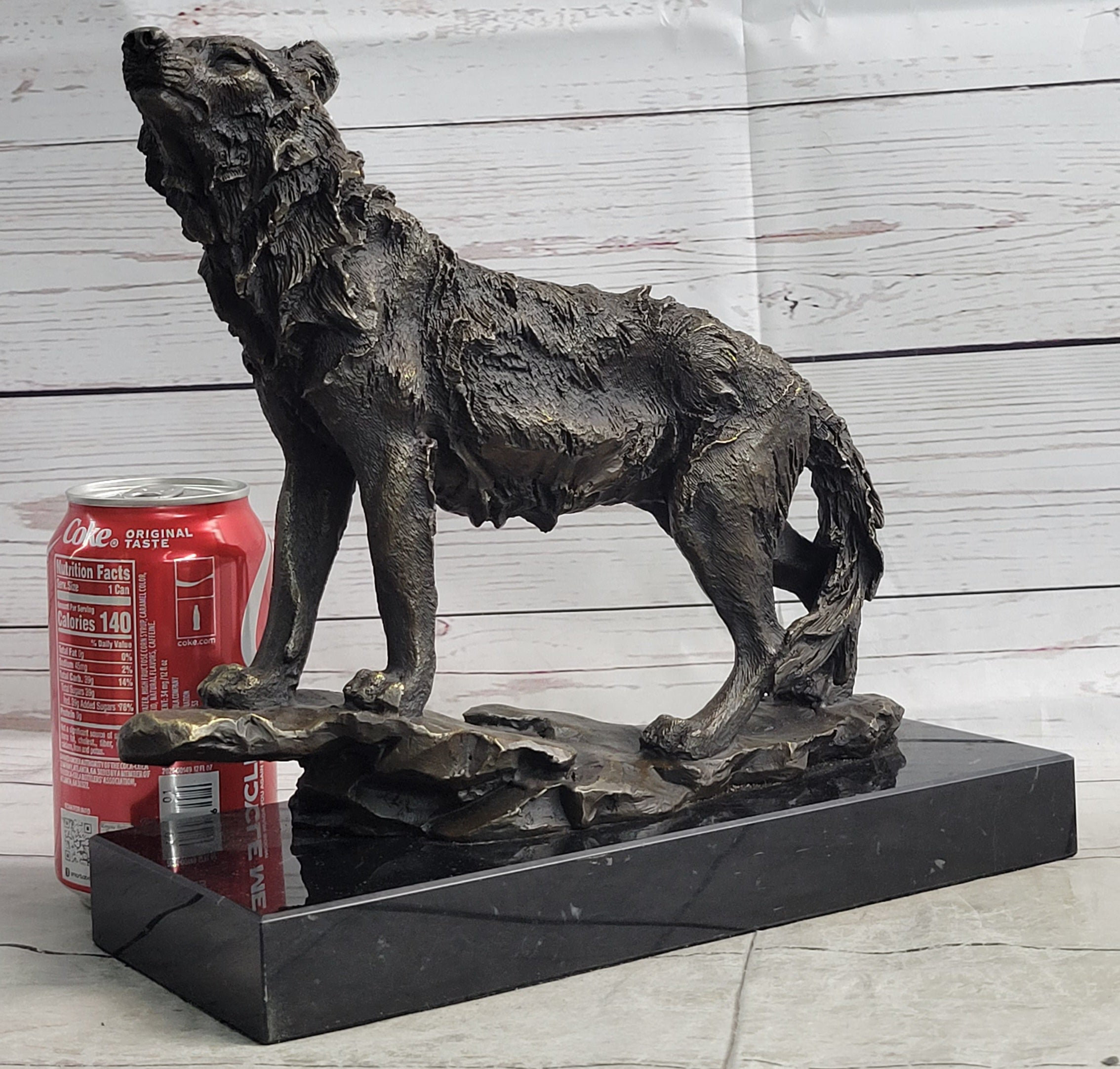 Loon Peak® Jobka Howling Wolf Bronze Metal Statue Sculpture Figurine ...
