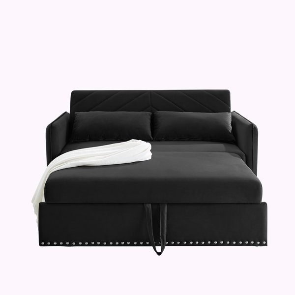 Latitude Run® 55'' Velvet Round Arm Sleeper | Wayfair