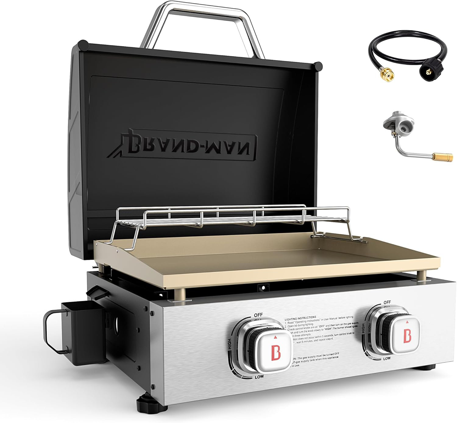 Brand-Man Grills Brand-Man Portable Flat Top Grill with Heavy-Duty Cast ...
