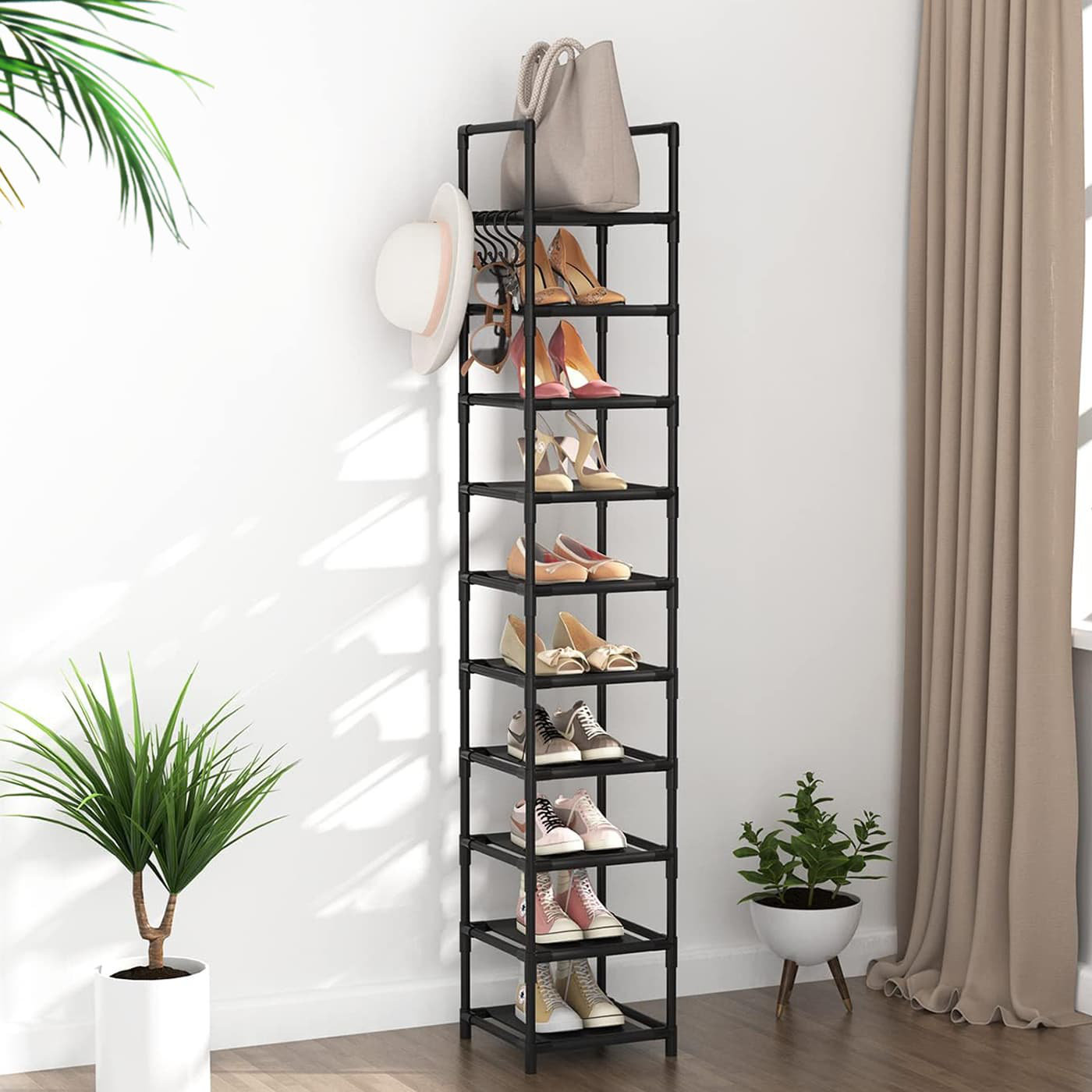 Rebrilliant 10 Layers Of Solid Metal Shoe Rack, High And Narrow Shoe ...