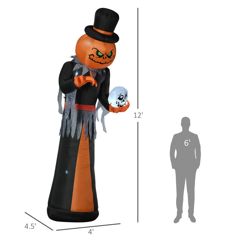 The Holiday Aisle® 12 Ft Halloween Inflatable Pumpkin Reaper With ...