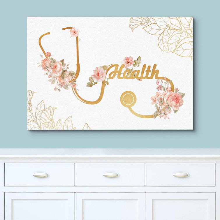 IDEA4WALL Medical Health " Doctor Stethoscope Pastel Rose Flowers ...