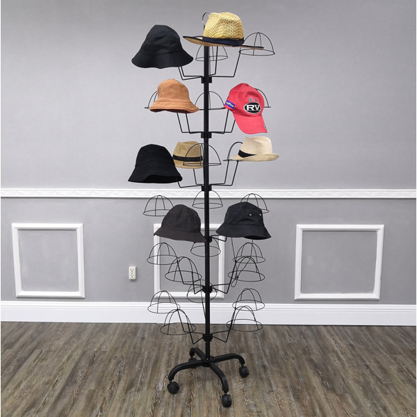 FixtureDisplays® 6-Tier 24 Hat Rotating Hat Display Rack Free Standing ...