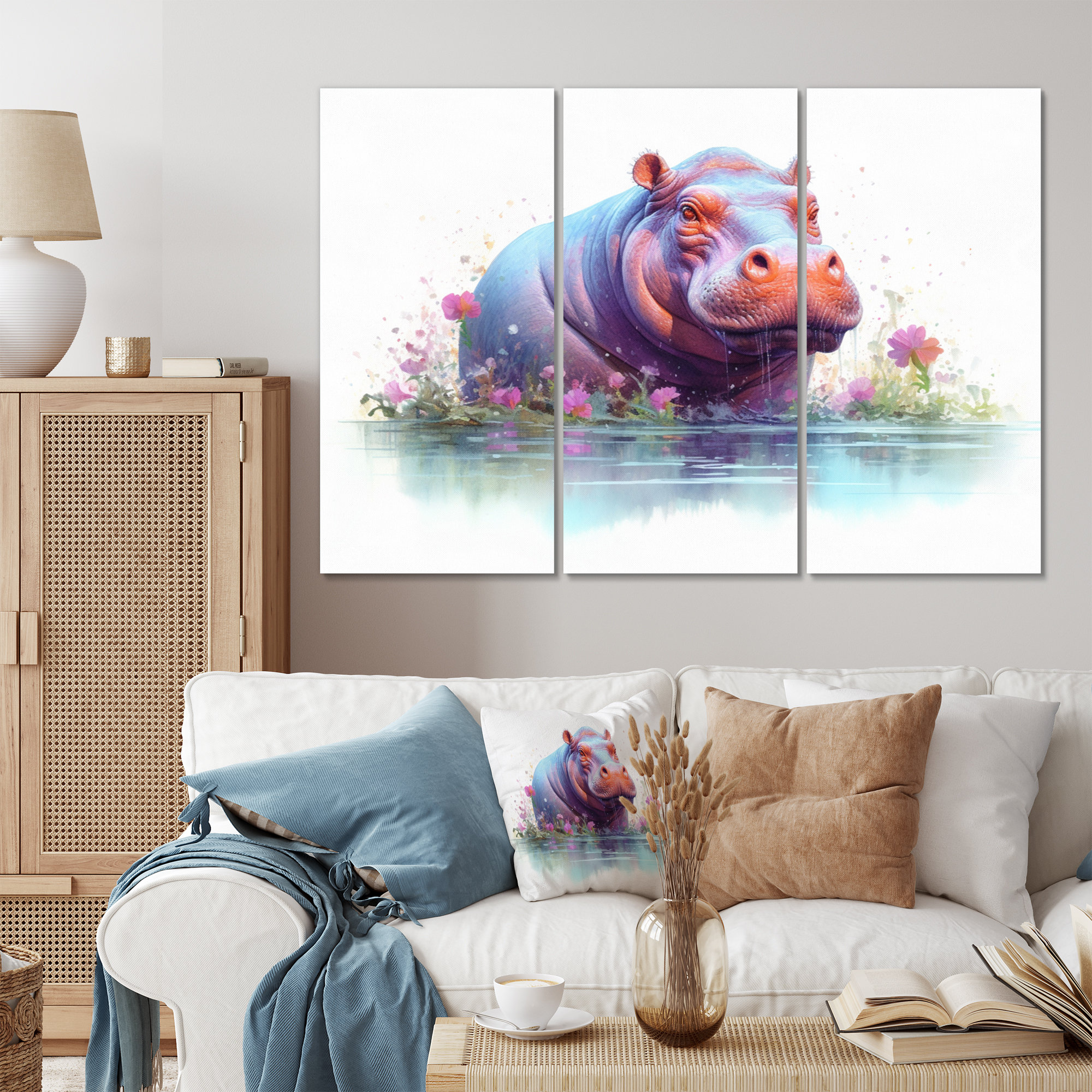 Bungalow Rose Animated Hippo - Hippopotamus Metal Wall Art Set ...