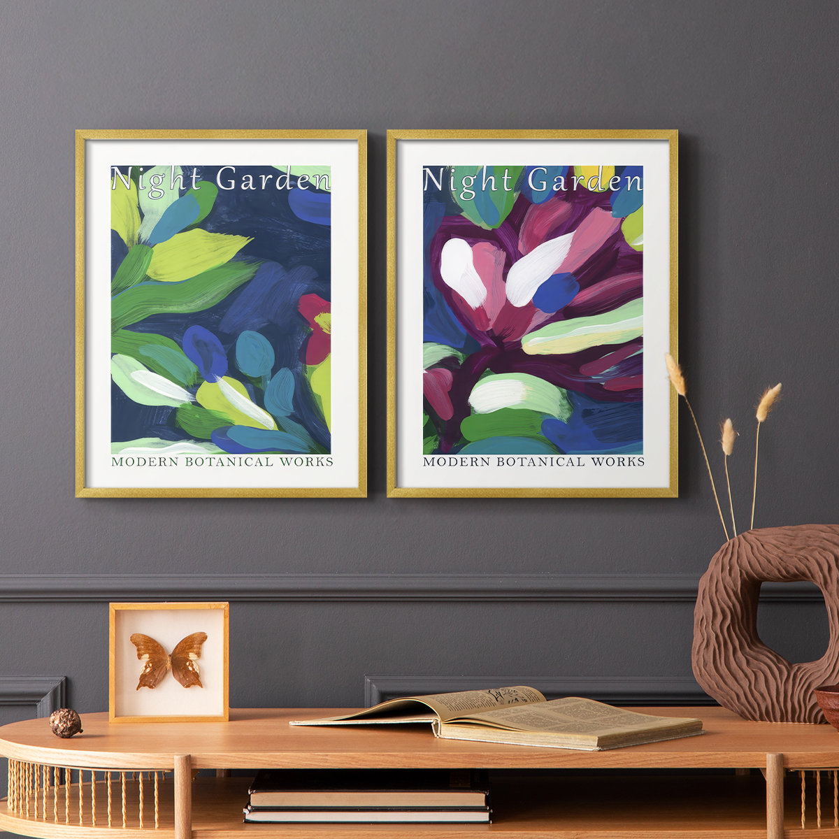 Ebern Designs Night Garden Exhibition Posters III-Premium Framed Print ...