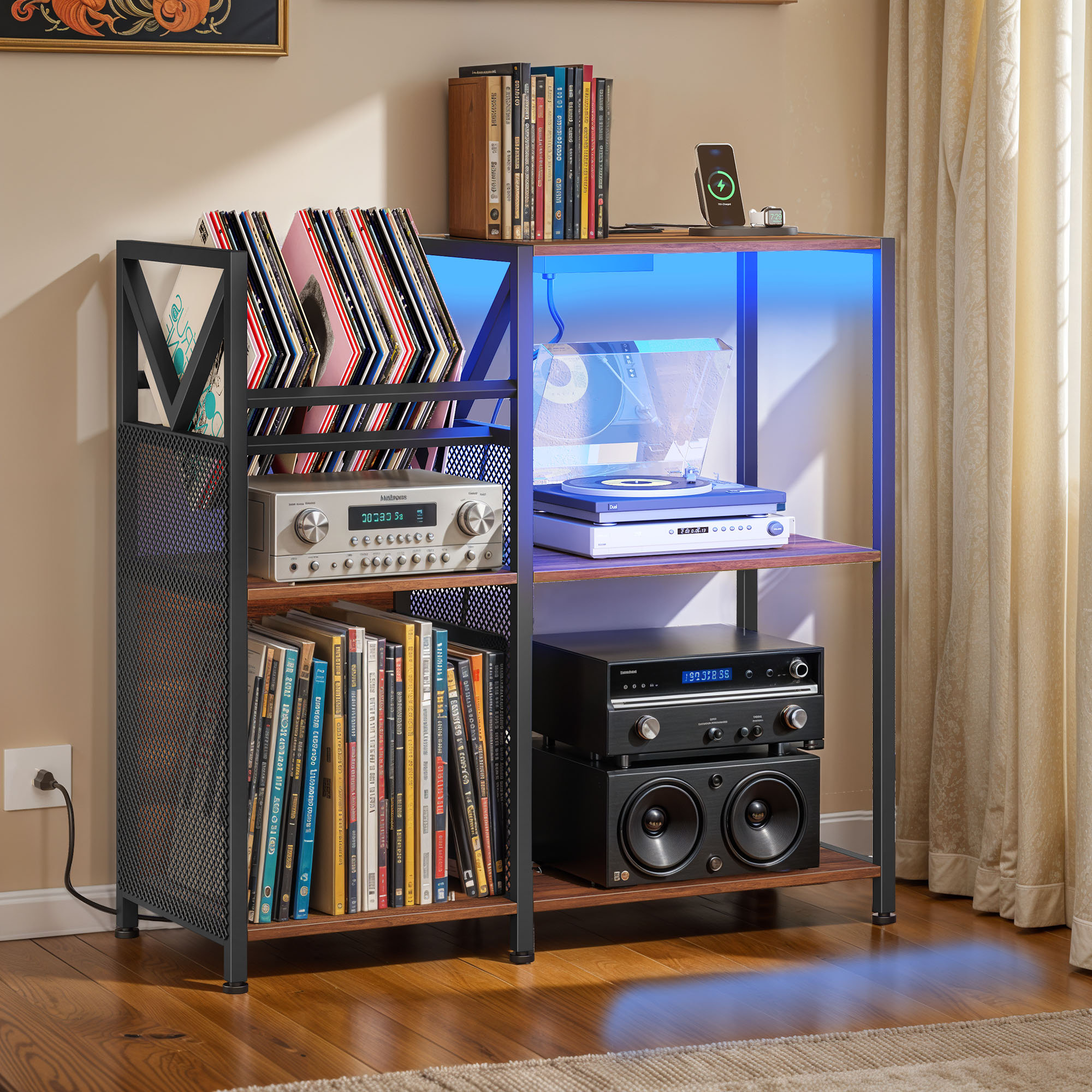 17 Stories 3 Tier Vinyl Record Storage Table, Turntable Stand with ...