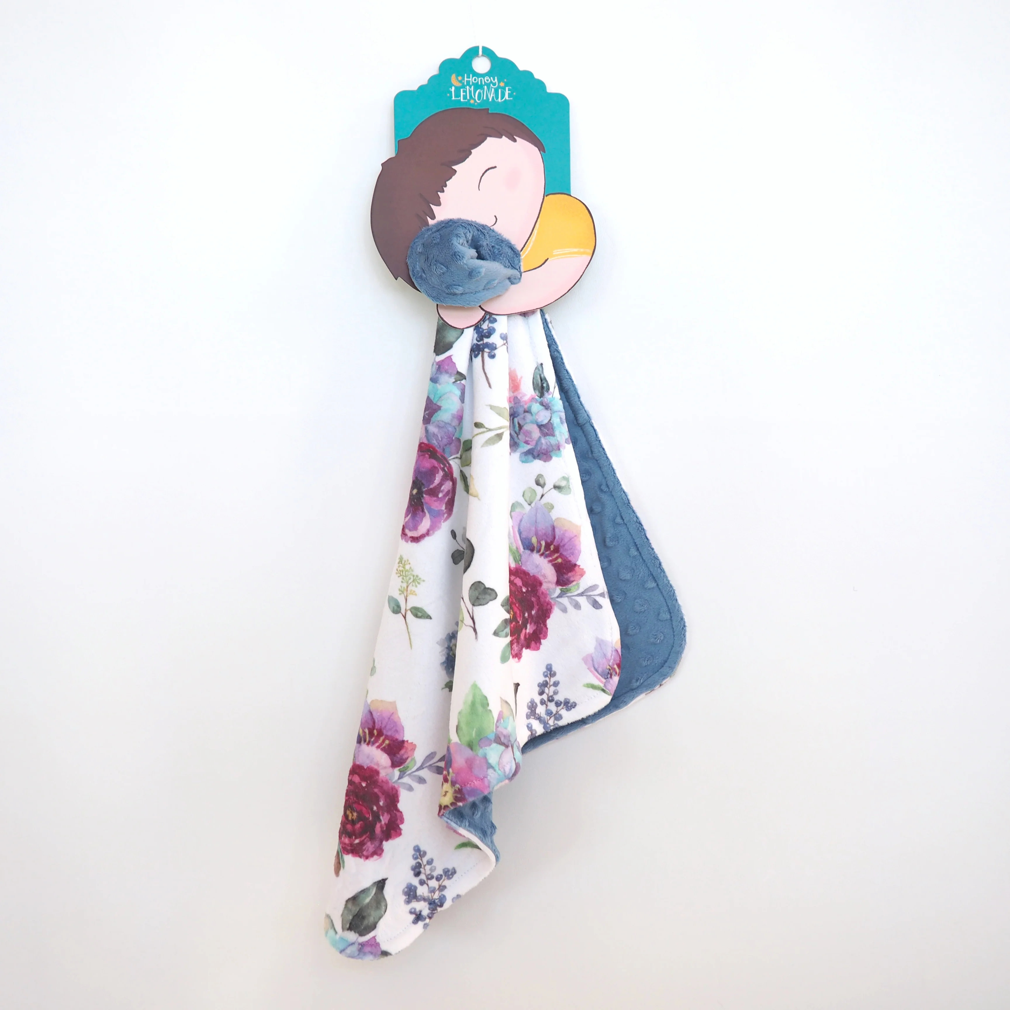 Honey Lemonade Mini Minky Blue Floral Blanket for Toddlers - Soft, 100% ...