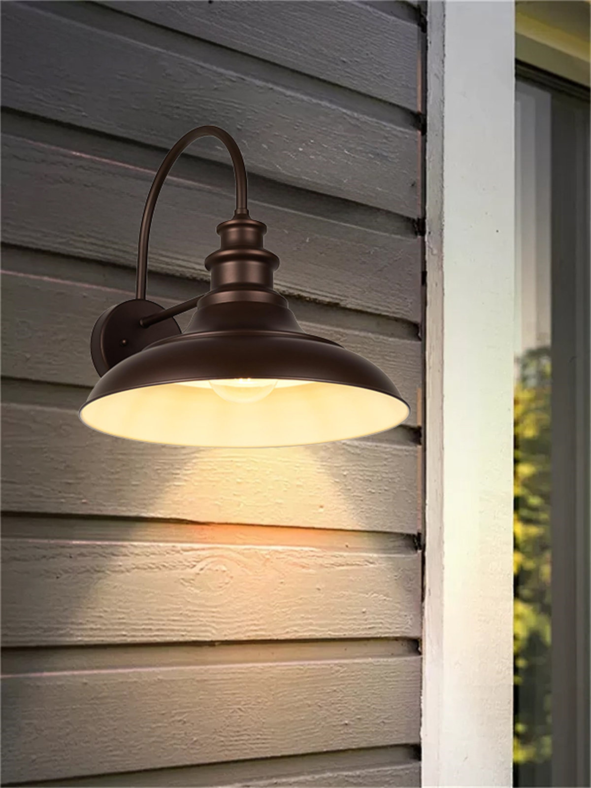 One Allium Way® Outdoor Barn Light – Large Dome Farmhouse Wall Sconce ...