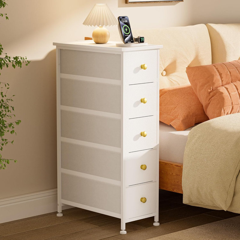 Ebern Designs Narrow Dresser Storage Tower - 5 Drawers, Slim Dresser ...