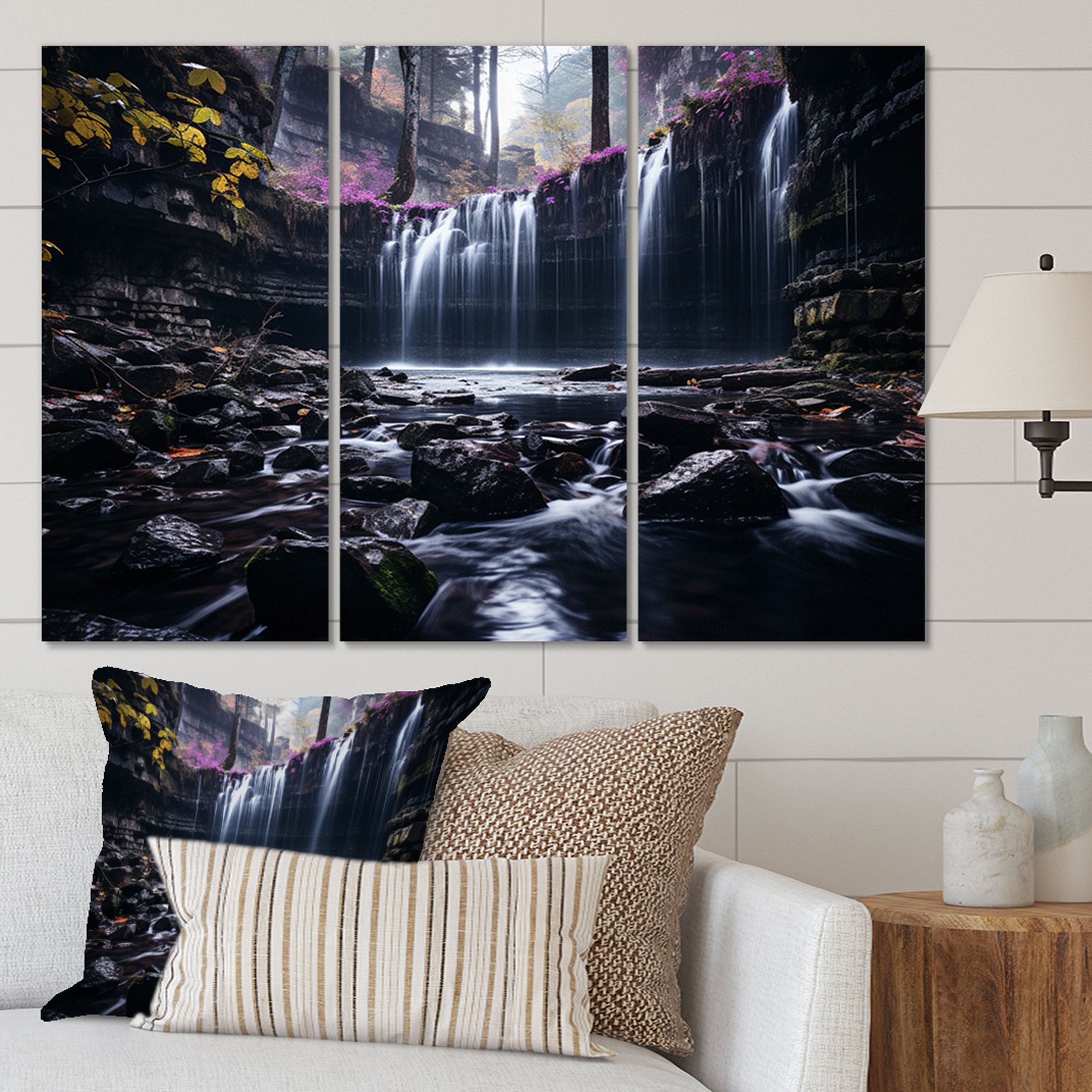 Millwood Pines Waterfall Transcendent Beauty I On Canvas 3 Pieces Print ...