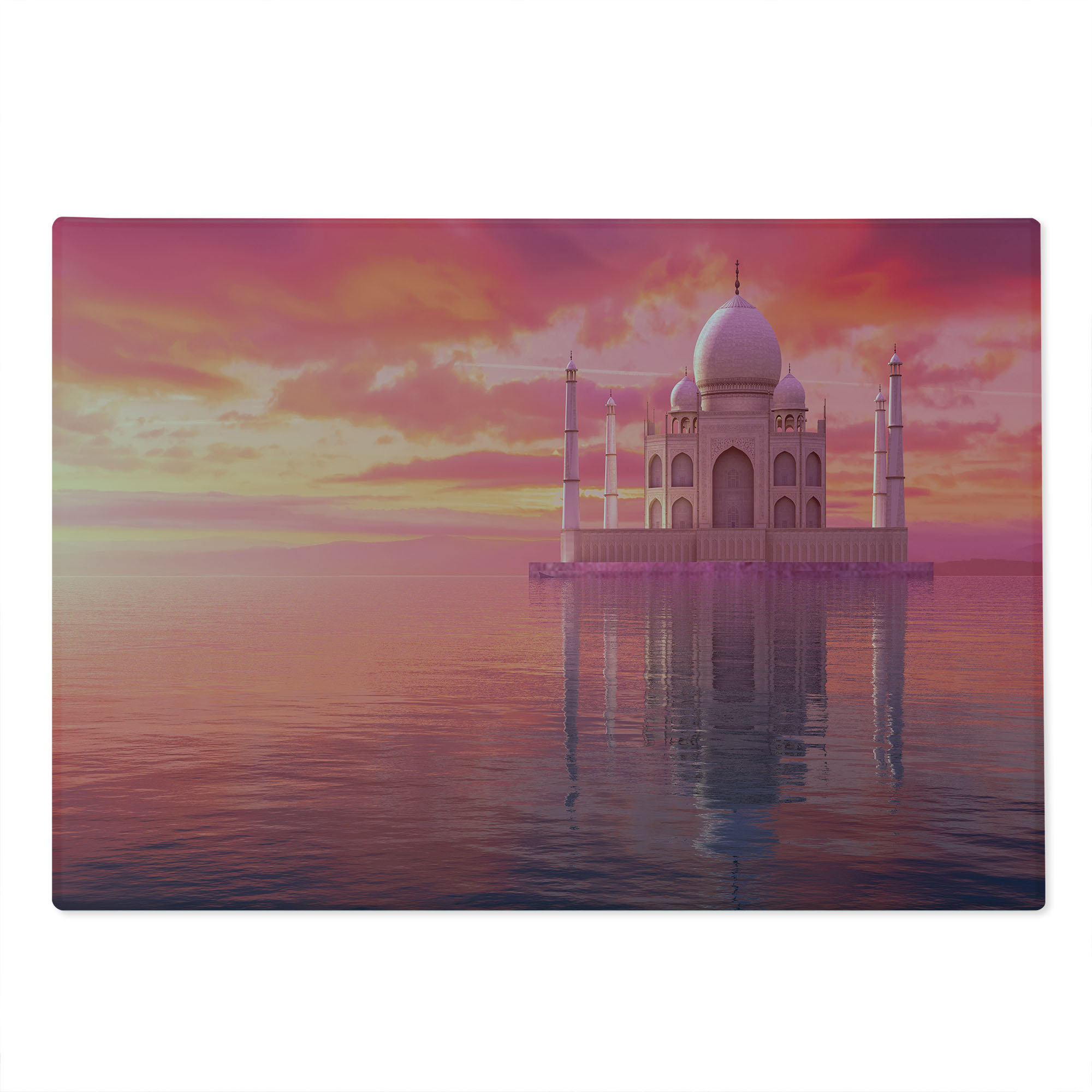 Ambesonne Travel Cutting Board Large Size Romantic Taj Mahal Display ...