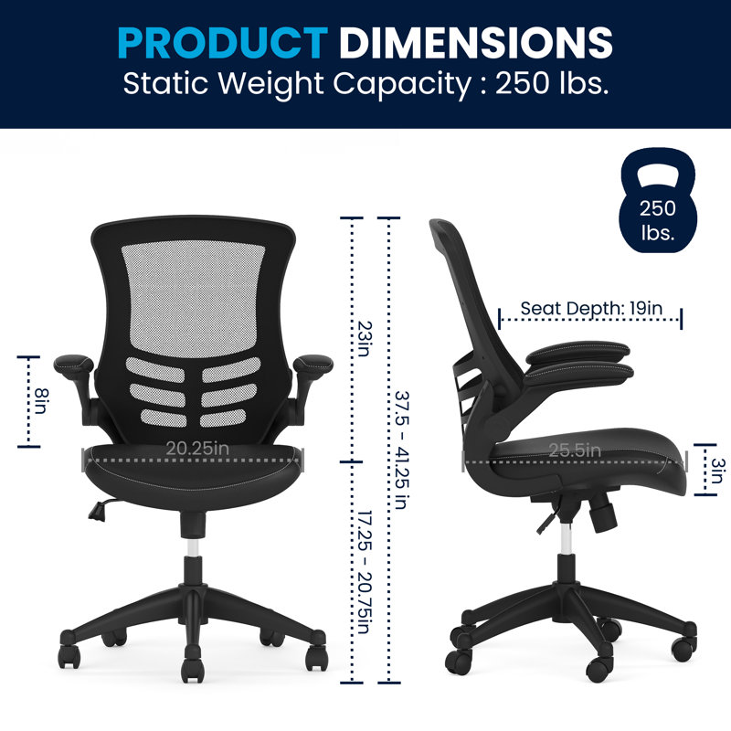 Flash Furniture Jayetta Mid-Back Mesh Swivel Ergonomic Office Chair ...