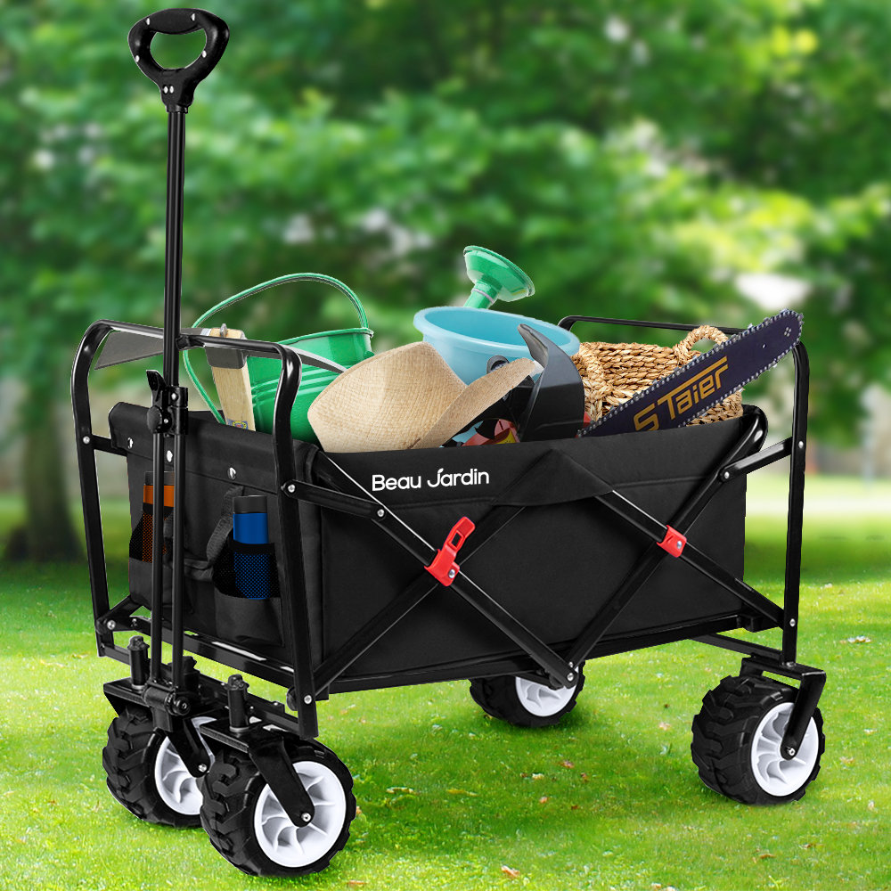BEAU JARDIN Collapsible Folding Wagon 300 Pound Capacity Heavy Duty ...