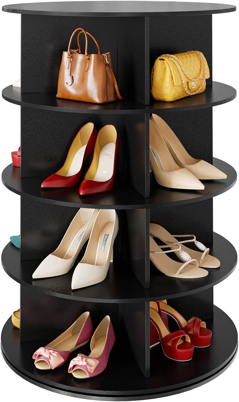 Latitude Run® 4 Tier Rotating Shoe Rack Tower, Spinning Shoe Display ...