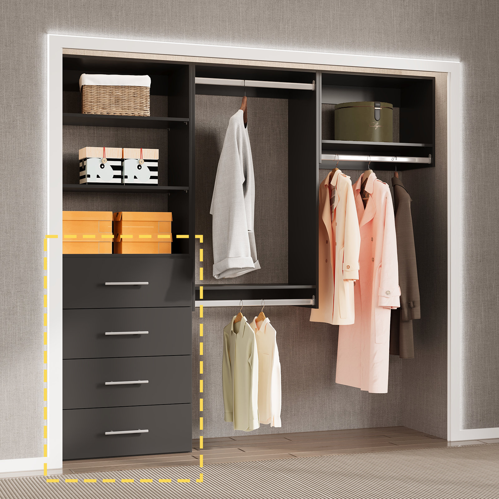 HOMEIBRO 4 Drawer Short Tower Closet Unit Closet System & Reviews ...