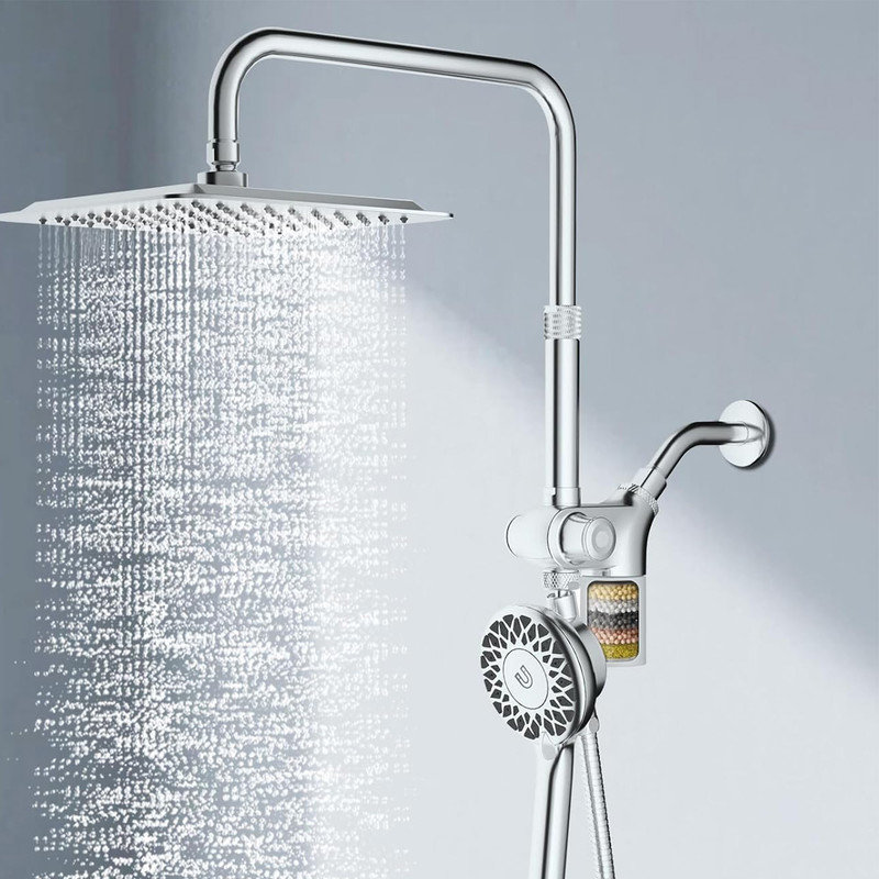 JASODI Dual Shower Heads with Handheld Spray Combo, Magnetic Filtered ...