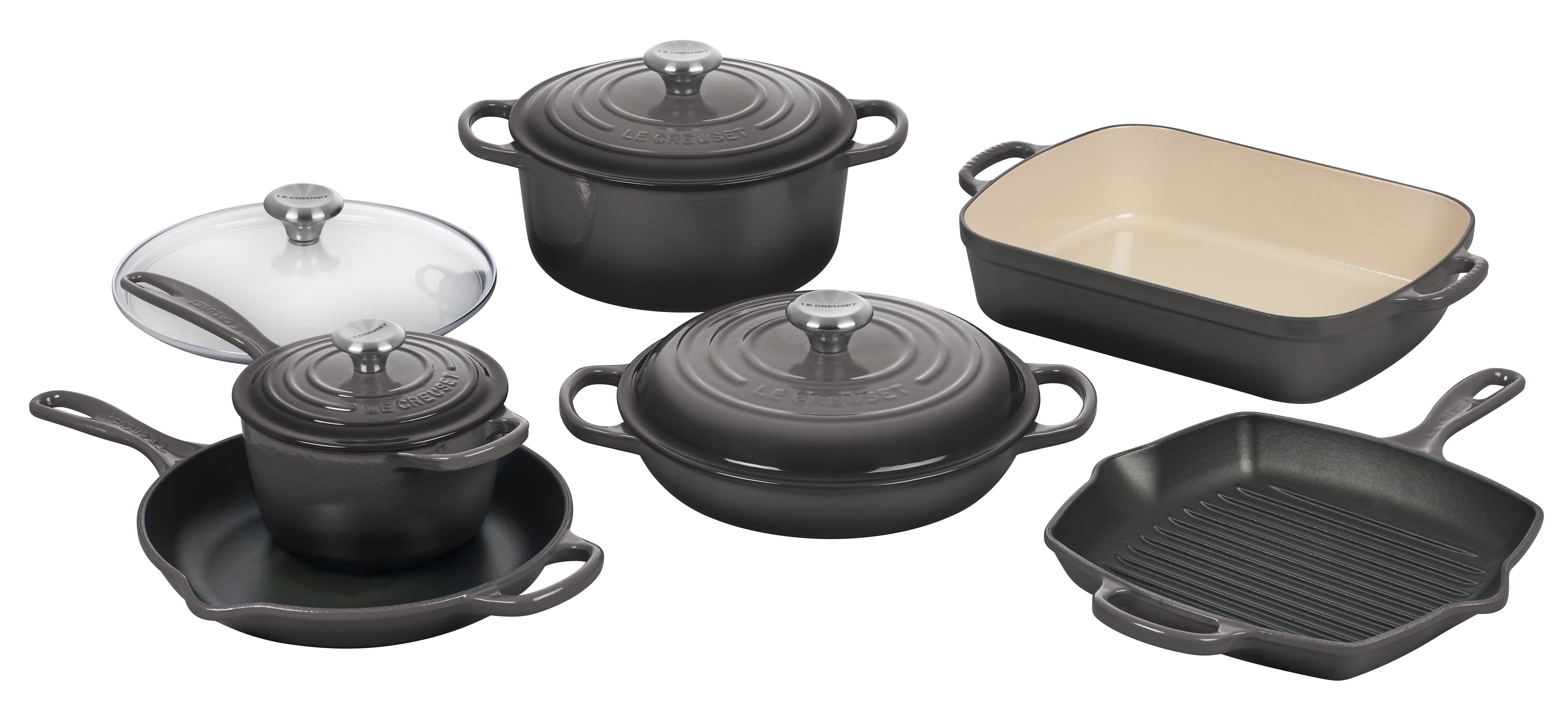 Le Creuset Signature Enameled Cast Iron 10 Piece Cookware Set & Reviews ...