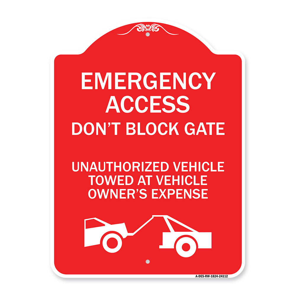 Signmission Designer Series Sign - Emergency Access Don't Block Gate ...