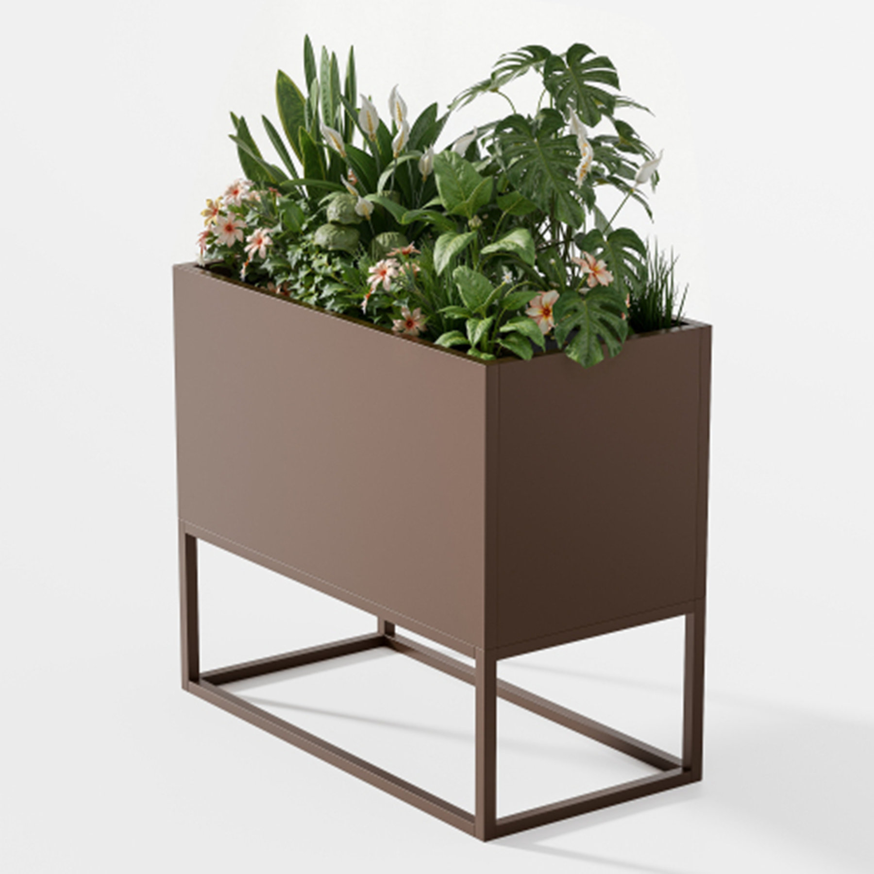 Hokku Designs Large Metal Rectangular Planter with Shelves and Drainage ...