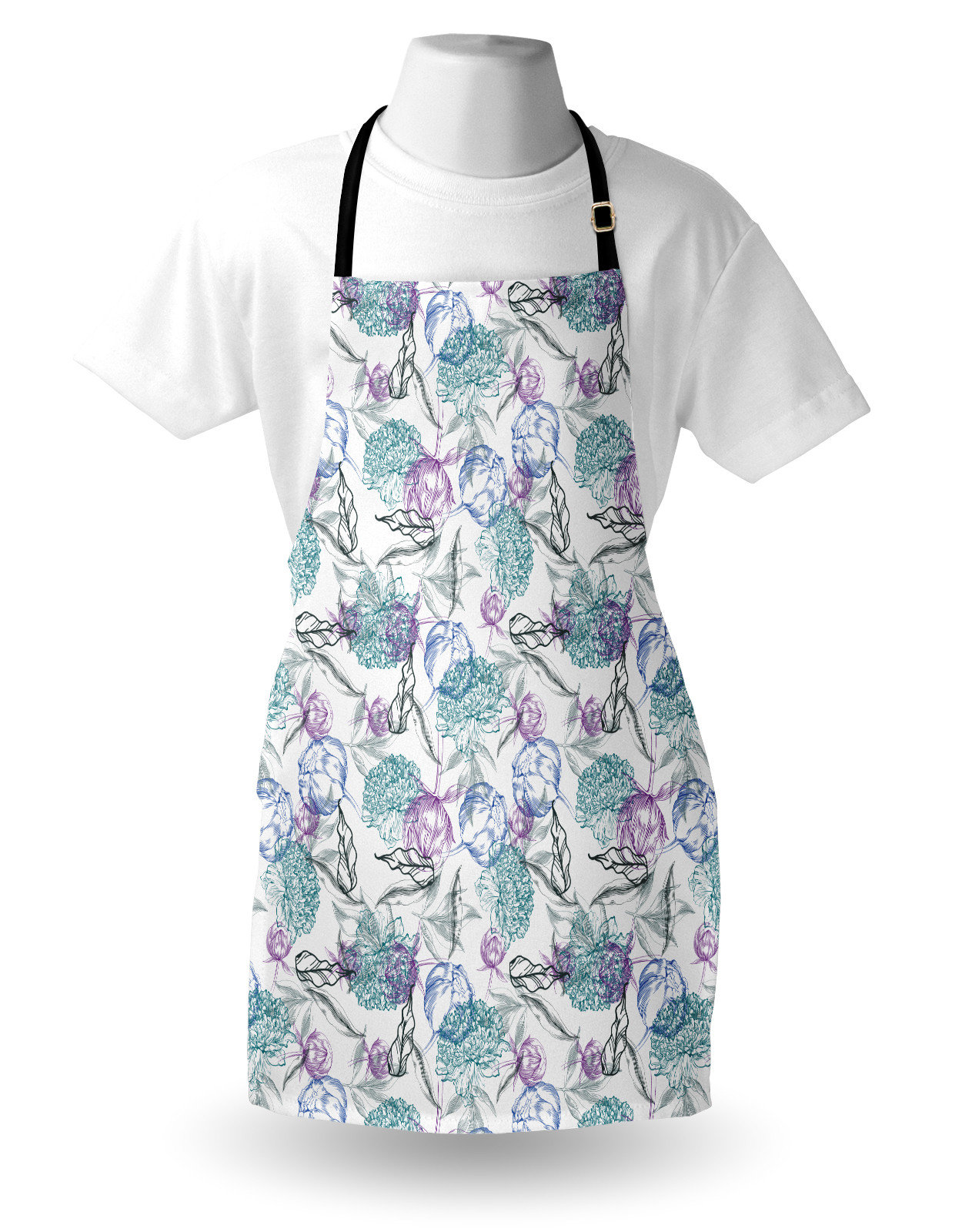 Bungalow Rose Floral Apron Unisex Flower Leaves Sketch Buds Adult Size ...